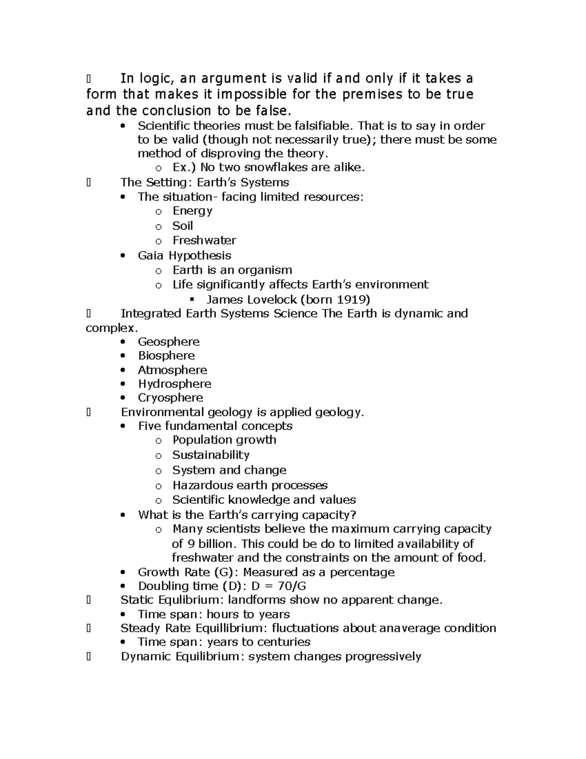 Geol-107 Notes - In logic, an argument is valid if and only if it takes ...