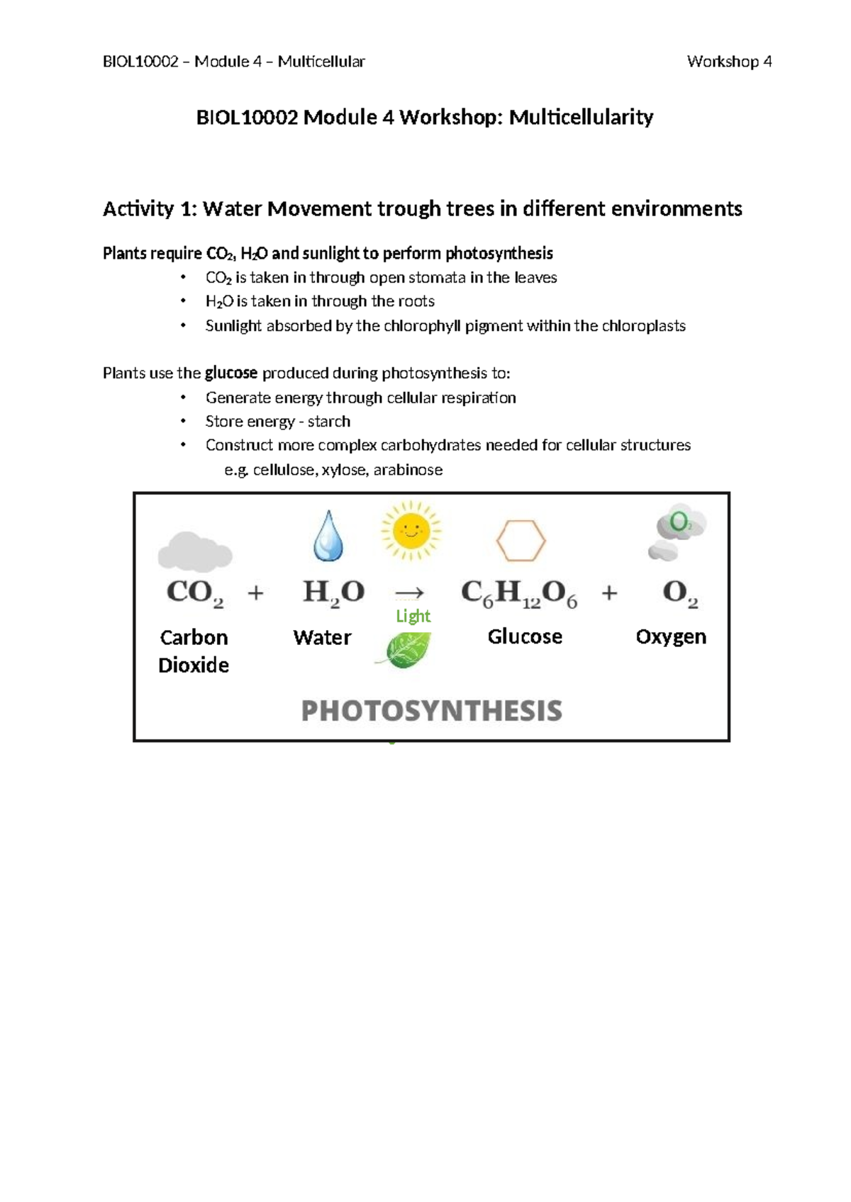 BIOL10002 Module 4 Workshop handout - BIOL10002 Module 4 Workshop ...