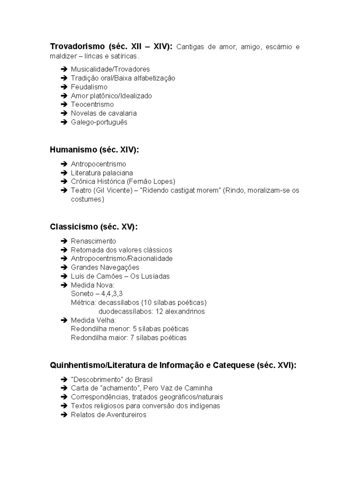 Resumo literatura - Trovadorismo (séc. XII – XIV): Cantigas de amor ...