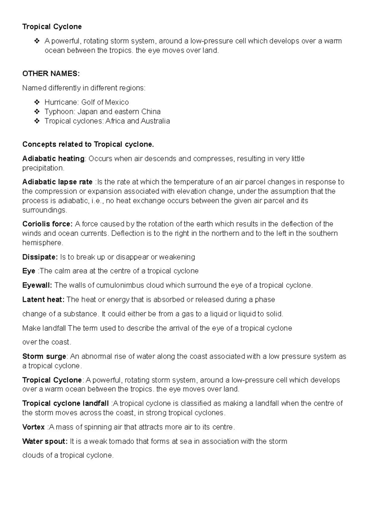 Tropical Cyclone - Tropical Cyclone A powerful, rotating storm system ...