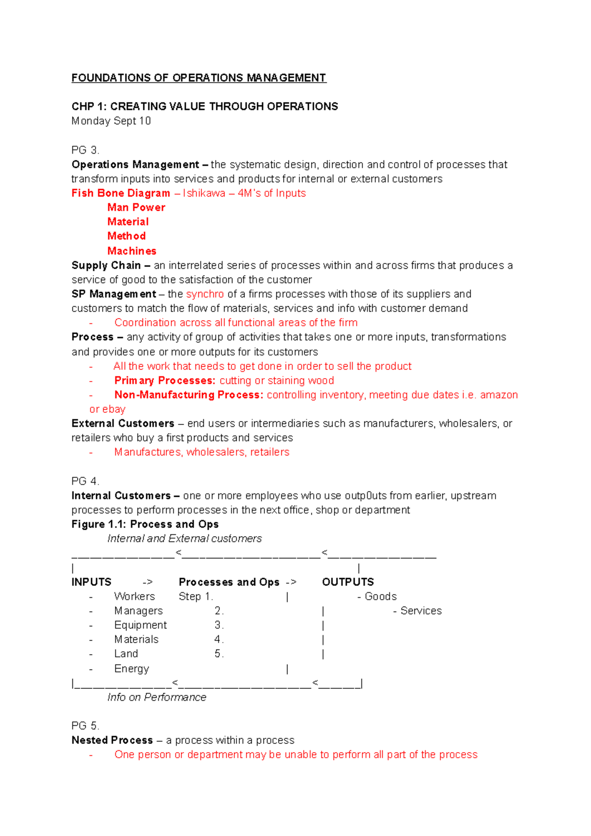 Notes - FOUNDATIONS OF OPERATIONS MANAGEMENT - FOUNDATIONS OF ...