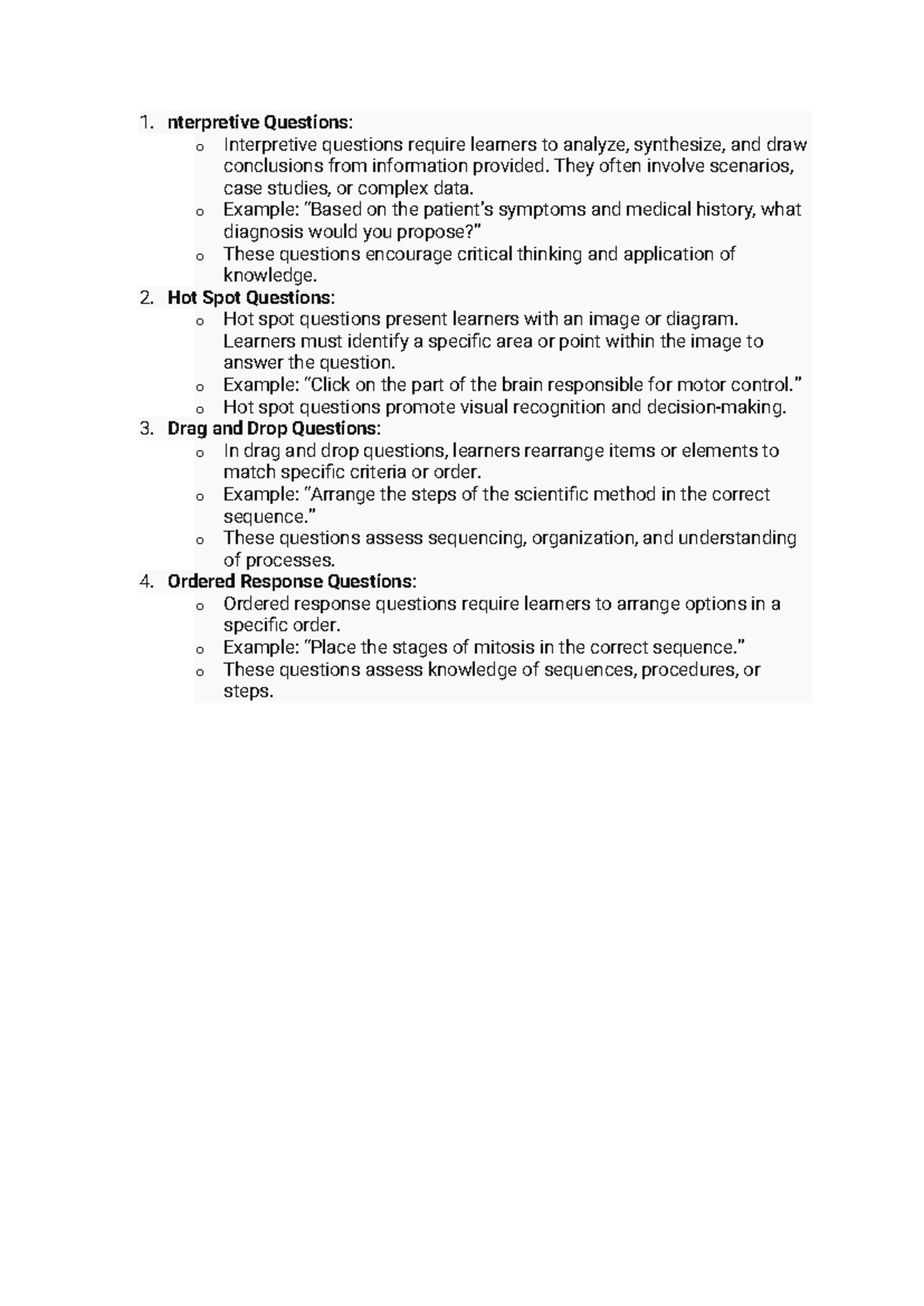 Hotspot and drag and drop - 1. nterpretive Questions: o Interpretive ...