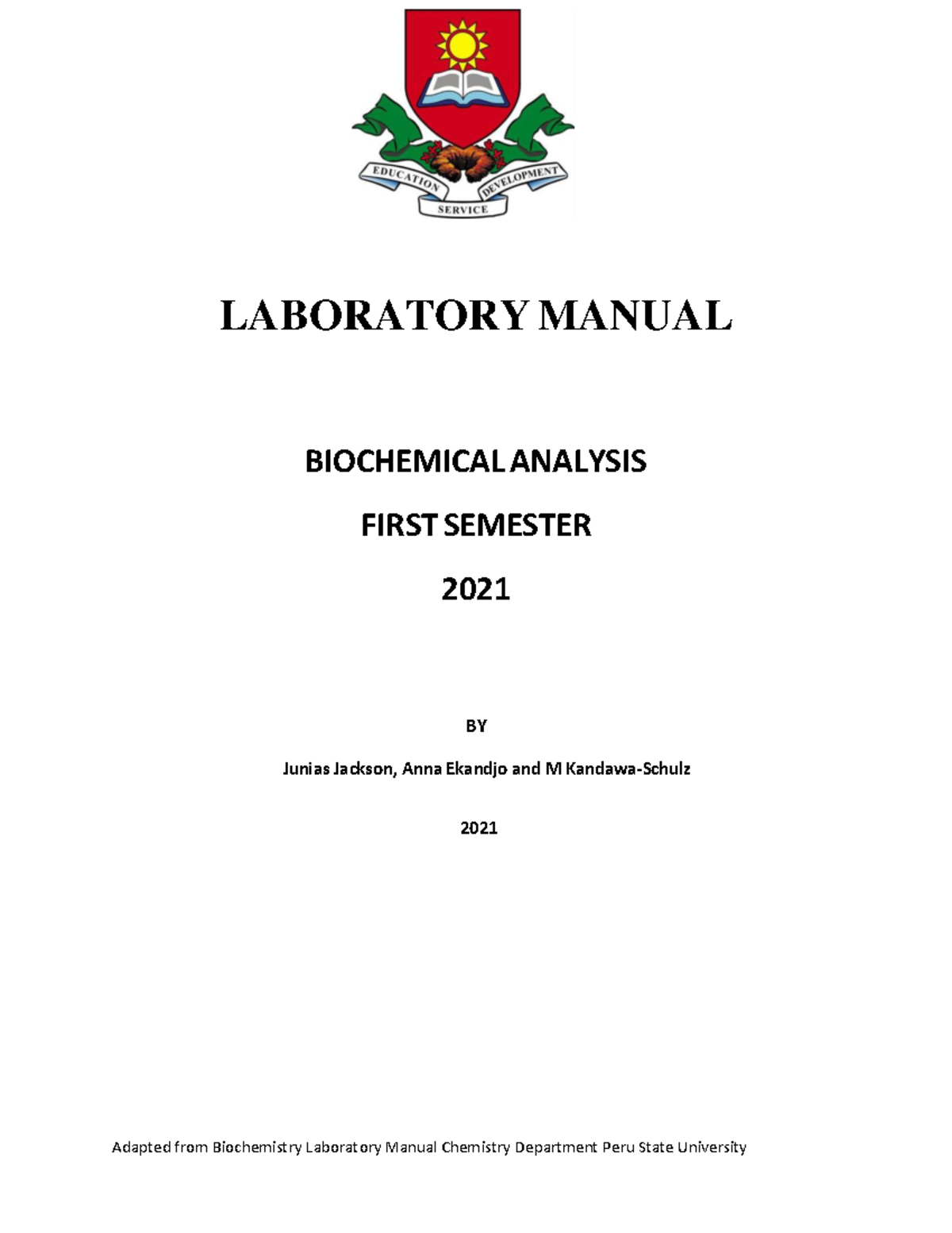 Biochemical Analysis Practical Manual 2021 - LABORATORY MANUAL ...