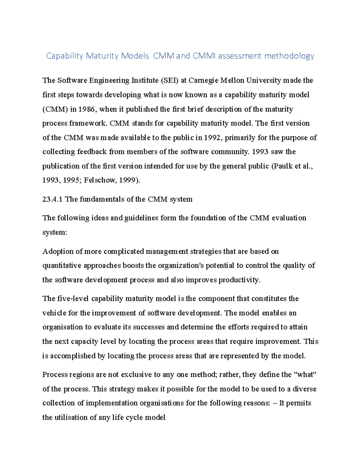 Capability Maturity Models CMM and CMMI assessment methodology - CMM ...