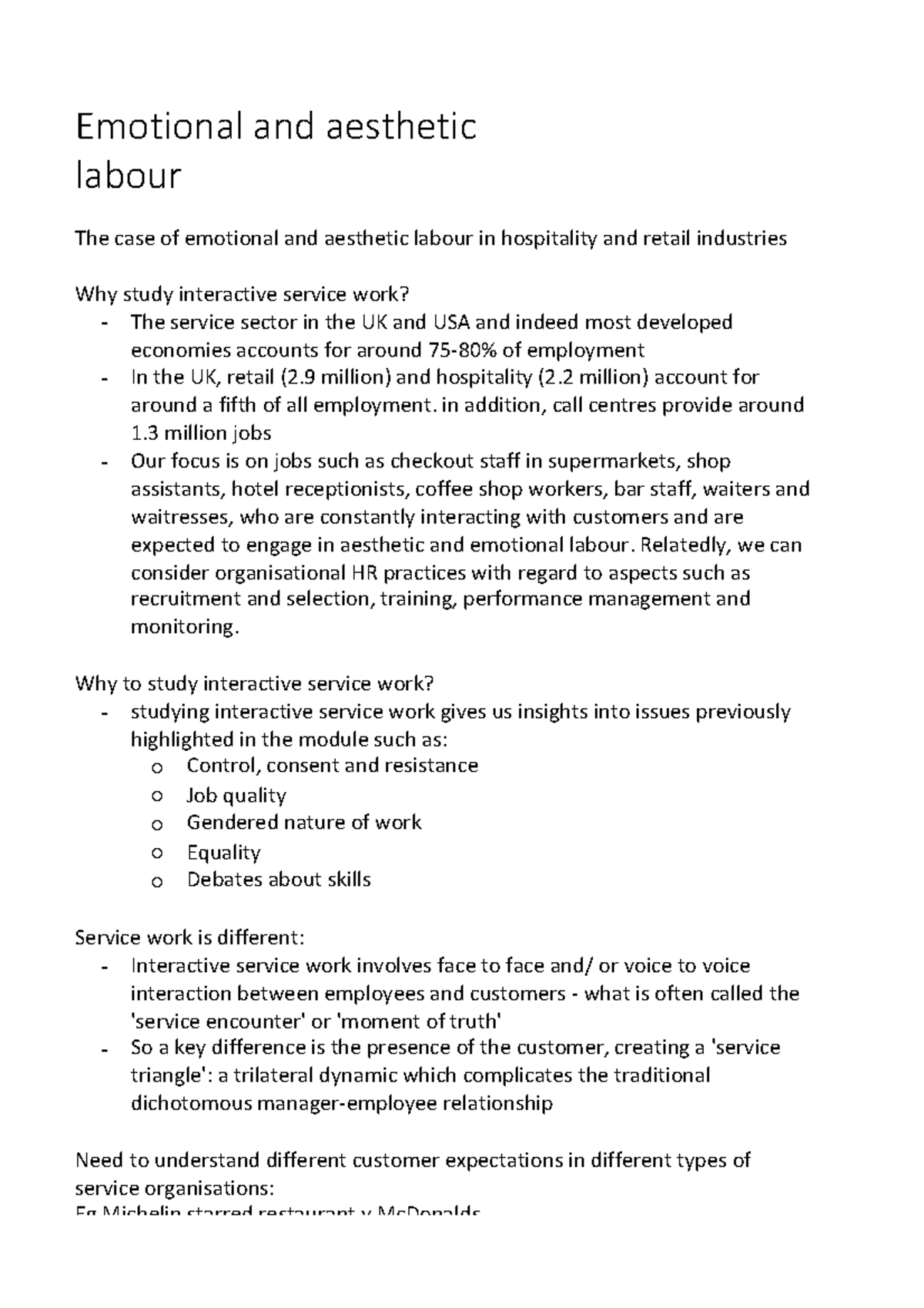 Emotional and Aesthetic Labour in Hospitality and Retail Industries ...