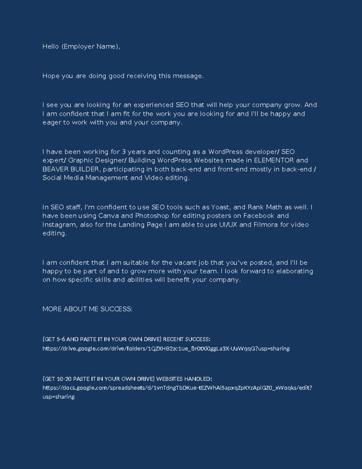 2022-05-03 1651548222 - Hello (Employer Name), Hope you are doing good ...