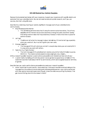 SCS 100 Module Five Activity Template - SCS 100 Module Five Activity ...