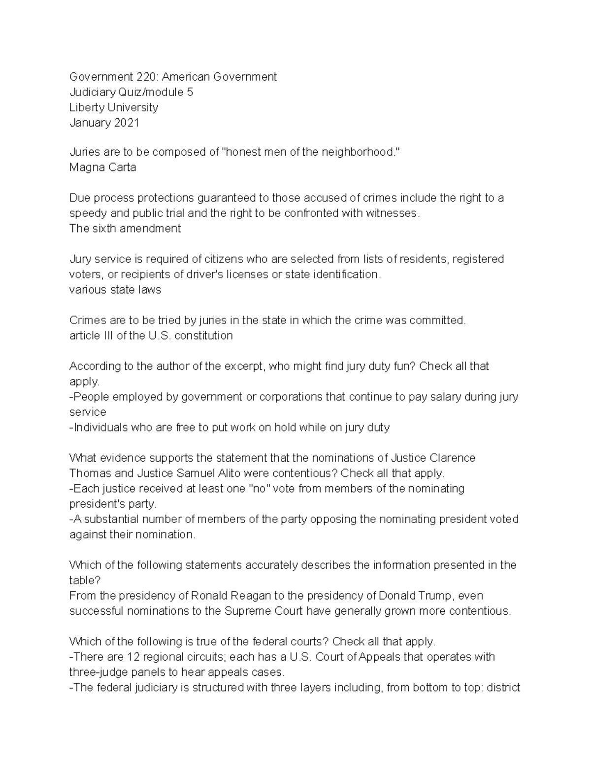 Government 220 American Government quiz judiciary module 4 week4 ...