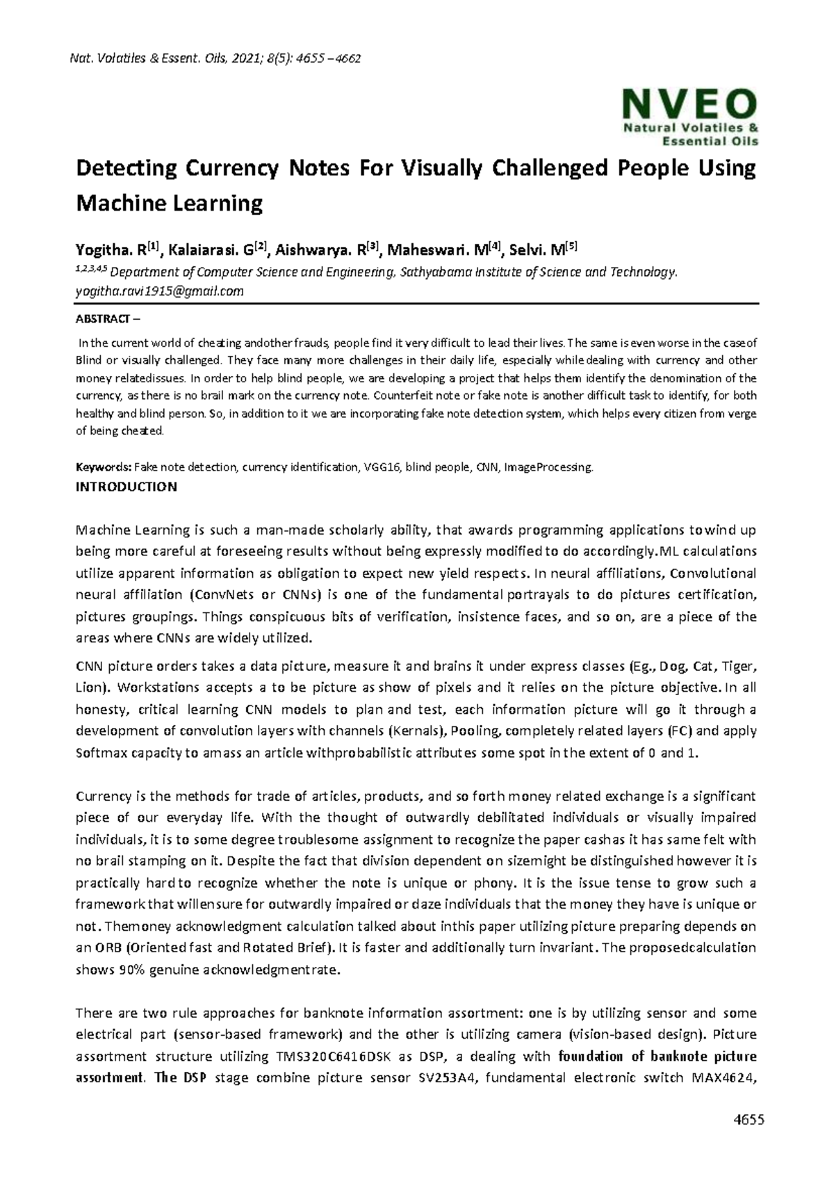 Yogitha Counterfeit Banknote Detector Using Cnn Architecture Detecting Currency Notes For