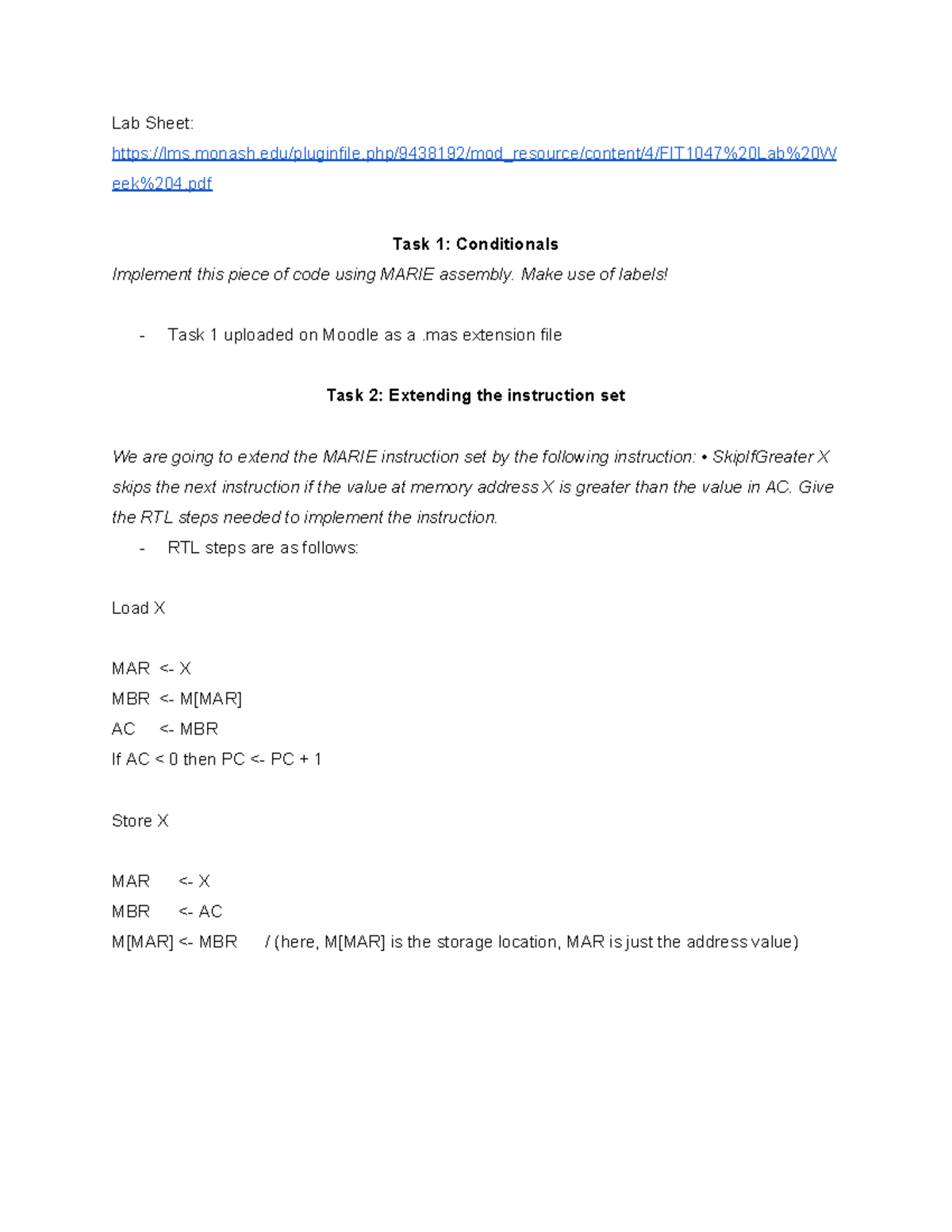 FIT1047 Lab 4 copy - tute / lab - Lab Sheet: - Studocu