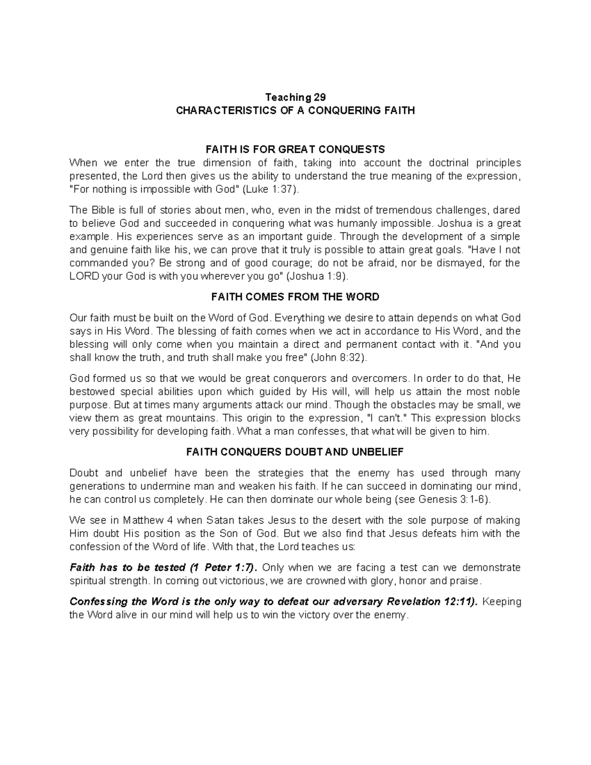 Teaching-29 - Teaching 29 - Teaching 29 CHARACTERISTICS OF A CONQUERING ...