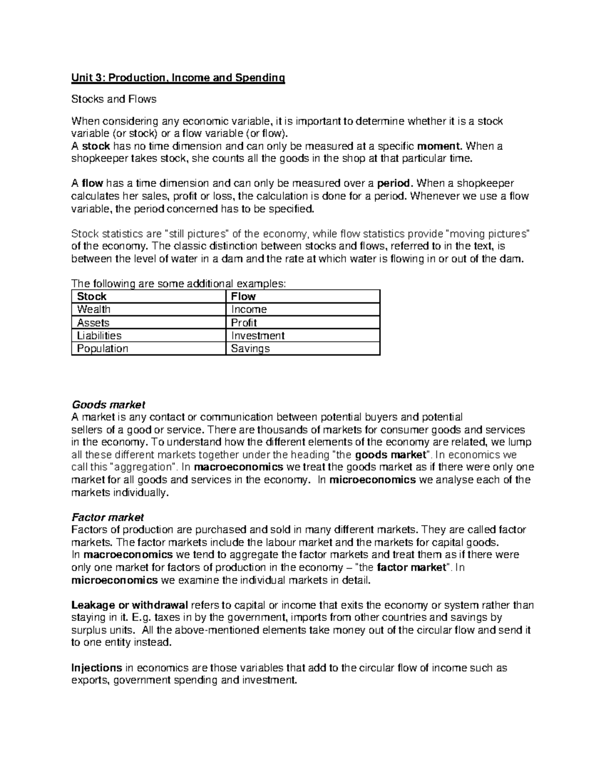 Production, Income and Spending - Unit 3: Production, Income and ...