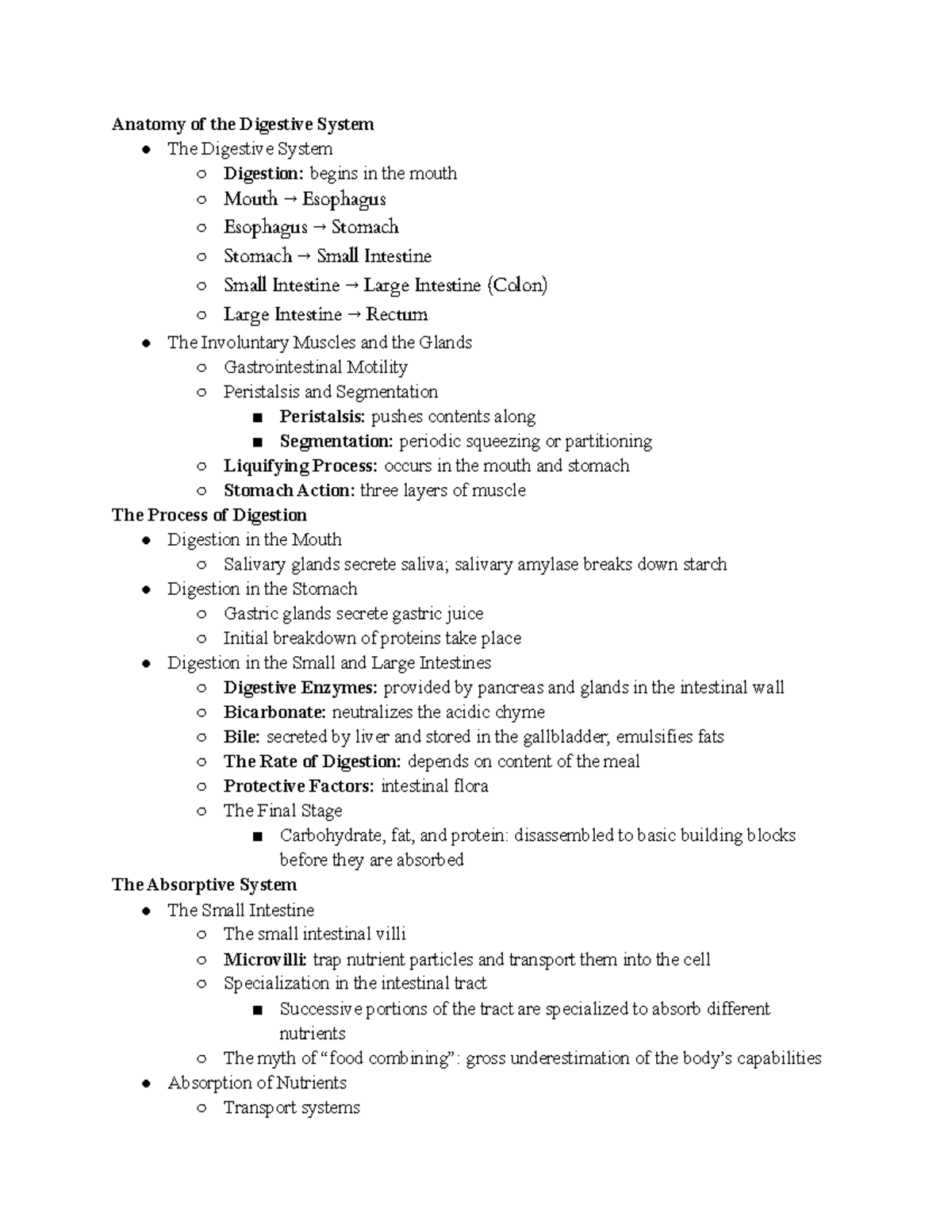 The Digestive System - Notes from powerpoints - Anatomy of the ...