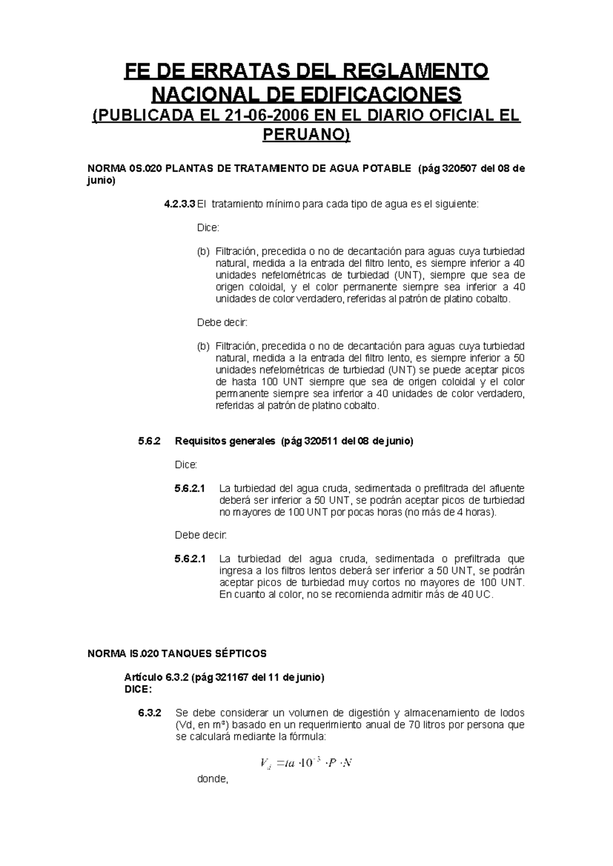 FE DE Erratas DEL Reglamento Nacional DE Edificaciones - FE DE ERRATAS ...