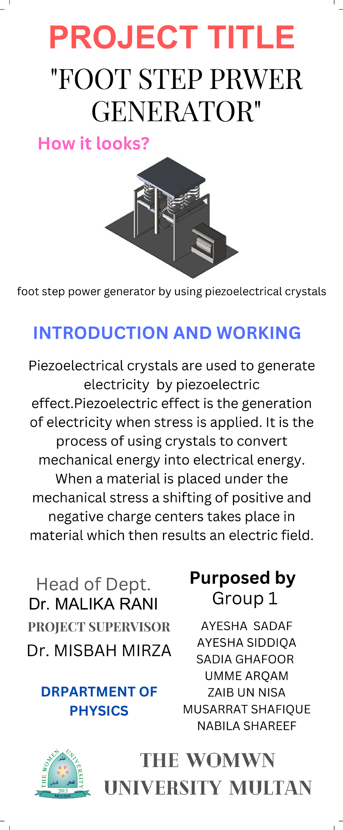 Project foot step power generator - Physics - Studocu