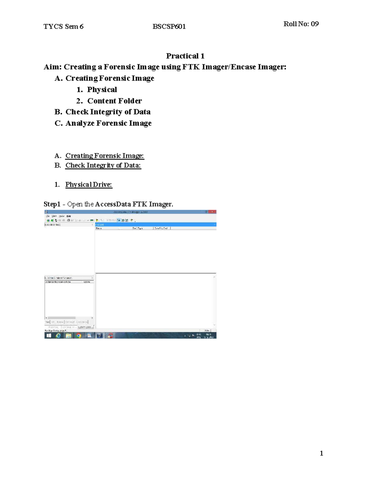 Complete CF - cyber forensics - Practical 1 Aim: Creating a Forensic Image using FTK Imager ...