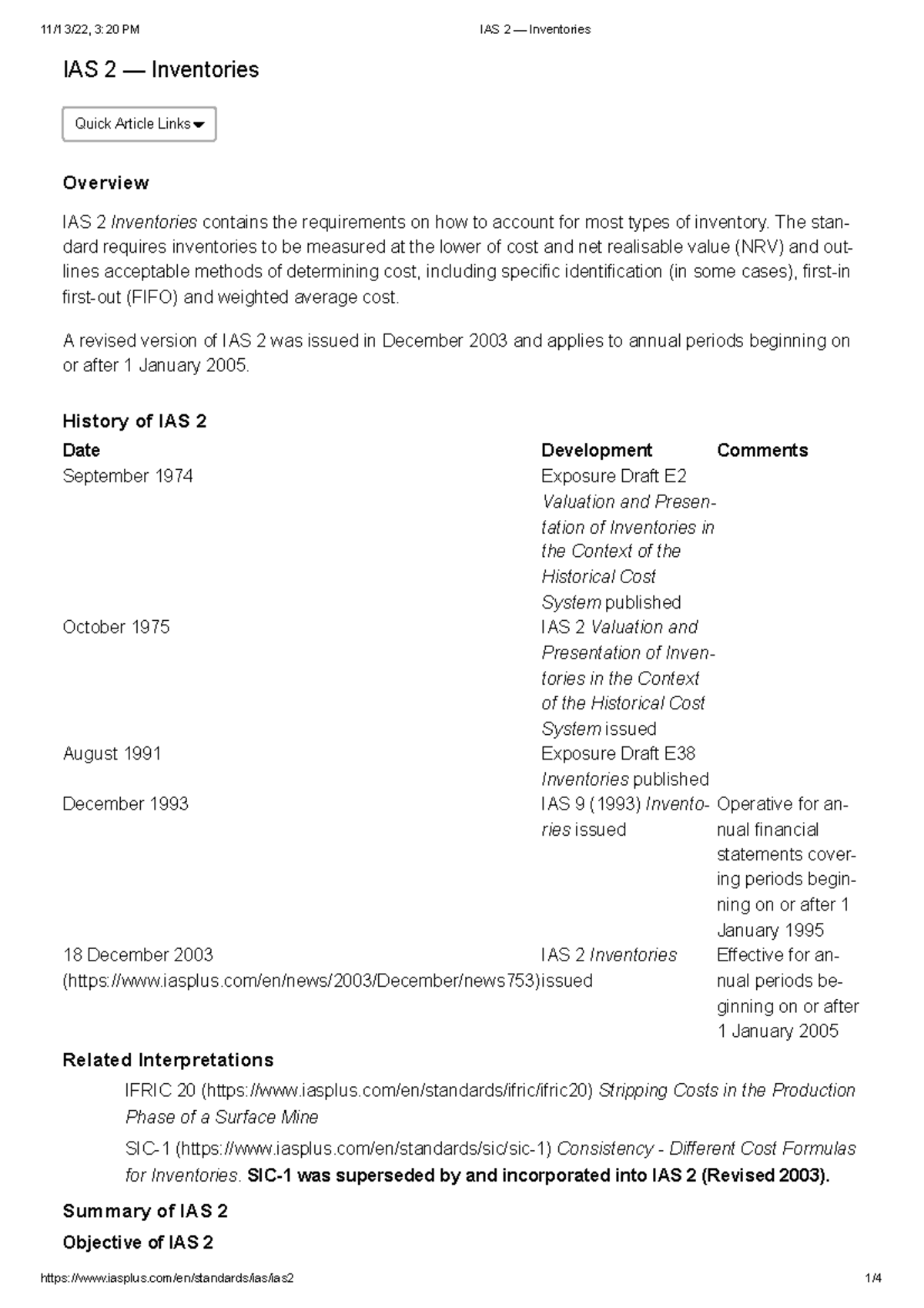 IAS 2 — Inventories - INTRODUCTION TO IAS 2 - IAS 2 — Inventories Overview IAS 2 Inventories ...