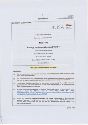 Exam-Pack - Notes - MNG3701 EXAM PACK 2016 Written and compiled by ...