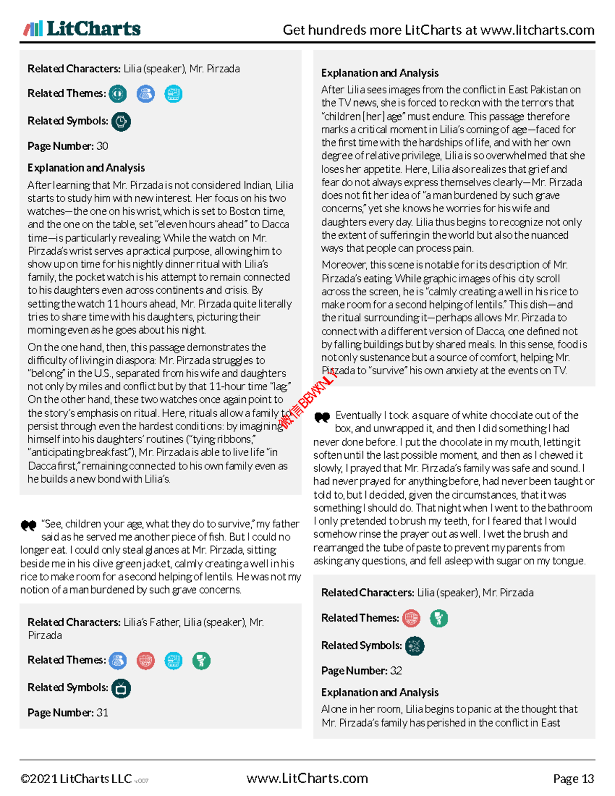 When-Mr-Pirzada-Came-to-Dine-Lit Chart 13 - Related Characters: Lilia ...