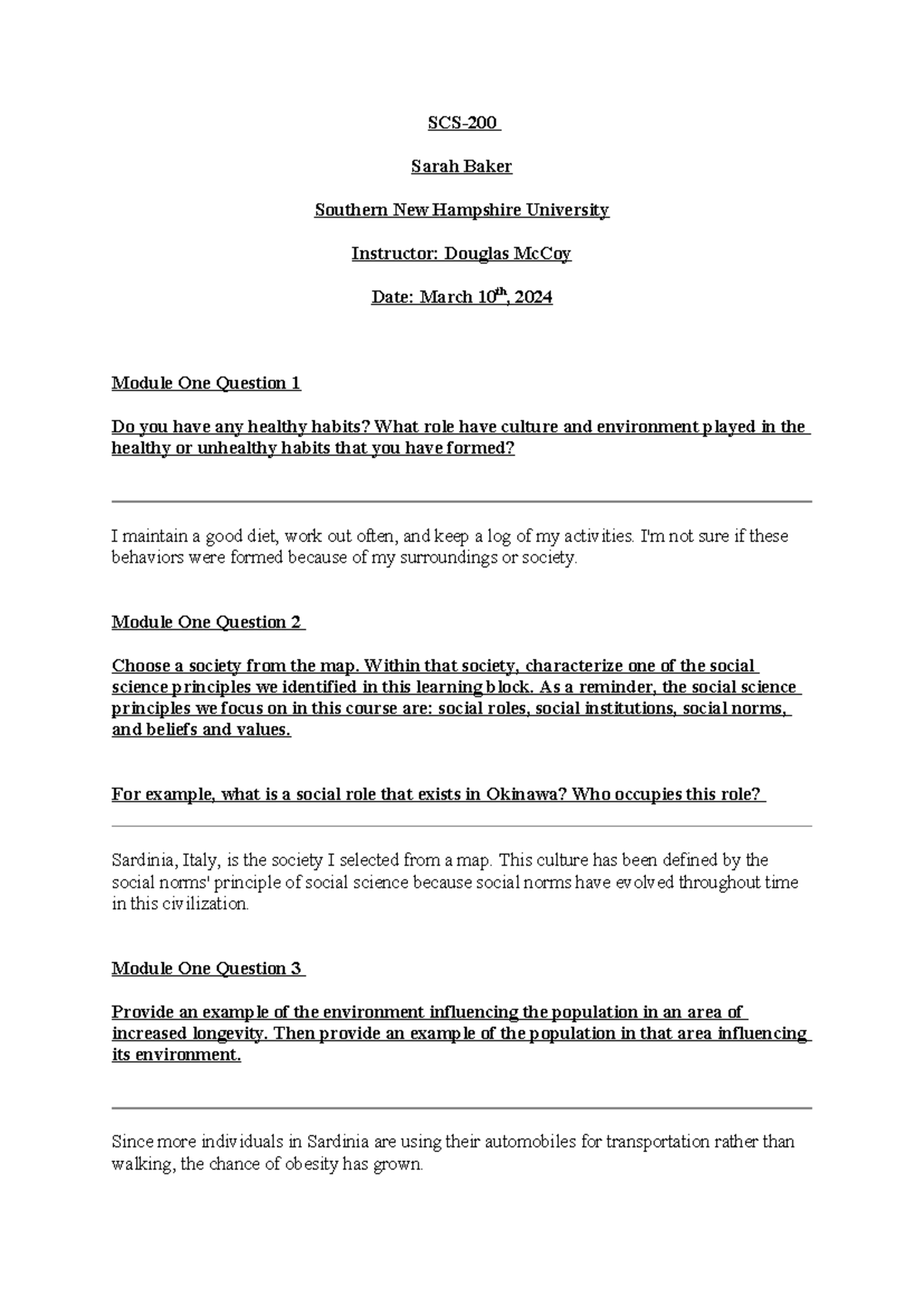 1-2 Short Answers SCS-200 Sarah - SCS- Sarah Baker Southern New ...