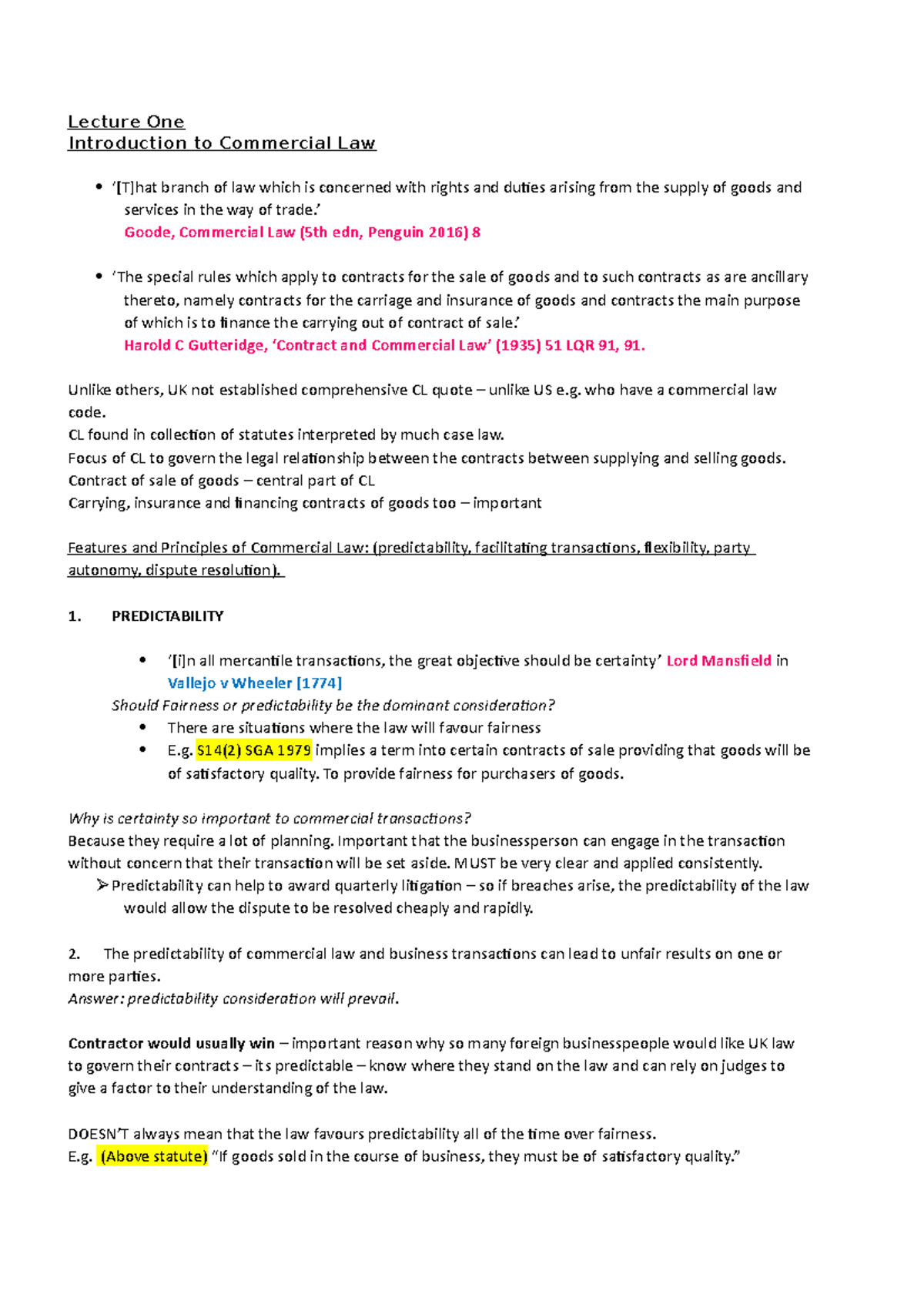 Lecture 1 - Introduction - Lecture One Introduction to Commercial Law ...