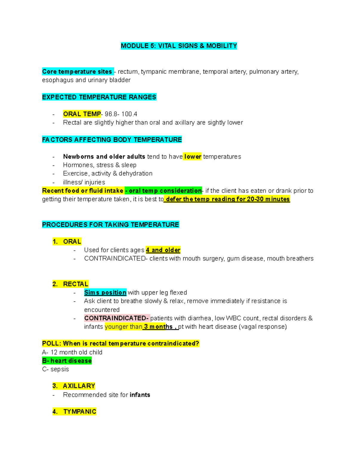 Foundations Module 5 Lecture Material Module 5 Vital Signs And Mobility Core Temperature