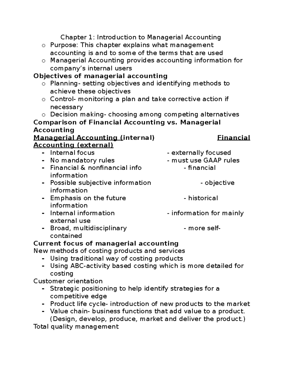 Chapter 1 - Lecture notes 1 - Chapter 1: Introduction to Managerial ...