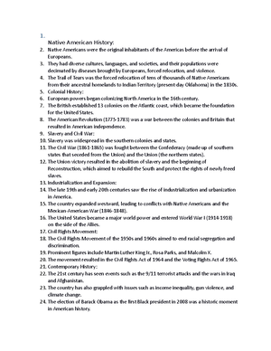 Essay 1 HIST - HIST 1050 US History Survey, 2023 Winter Essay 1 After ...