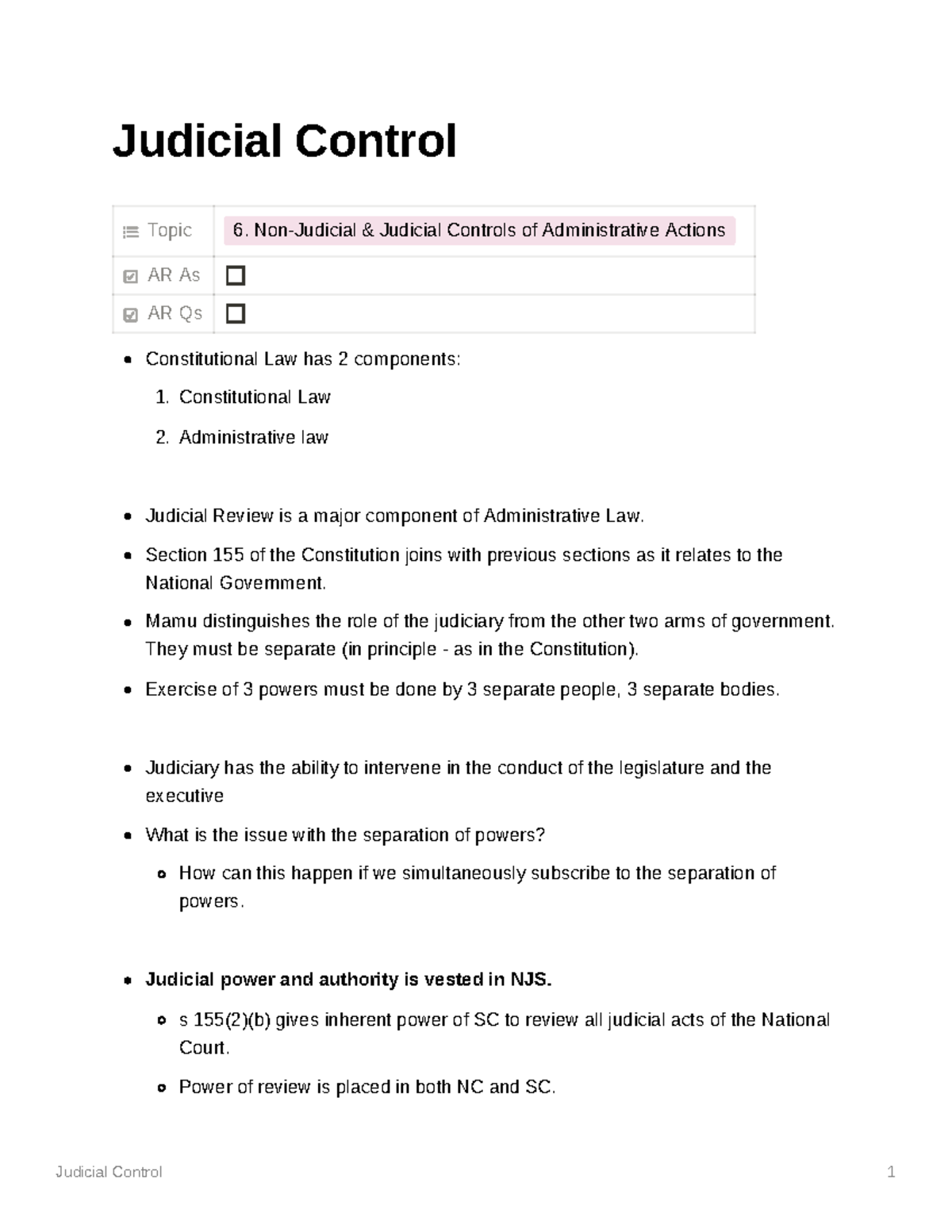 Judicial Control and Appraisal of Judicial Review 290823 - Judicial ...