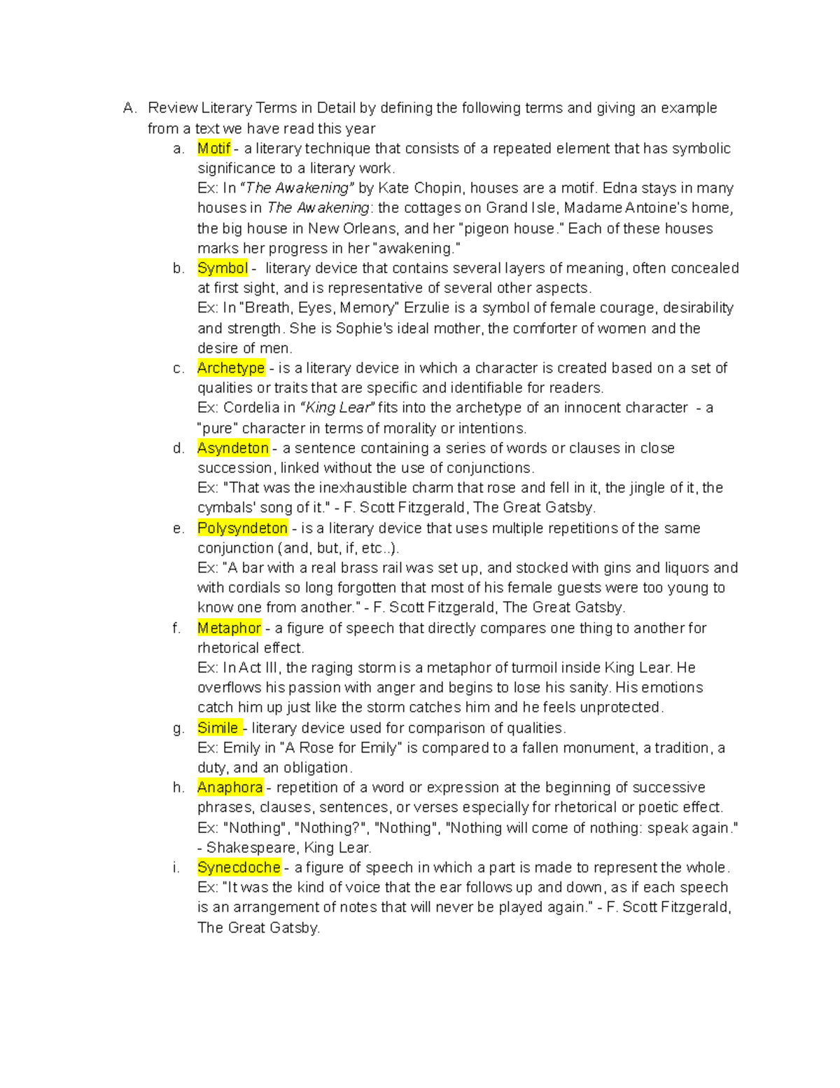 Review Literary Terms in Detail - Studocu