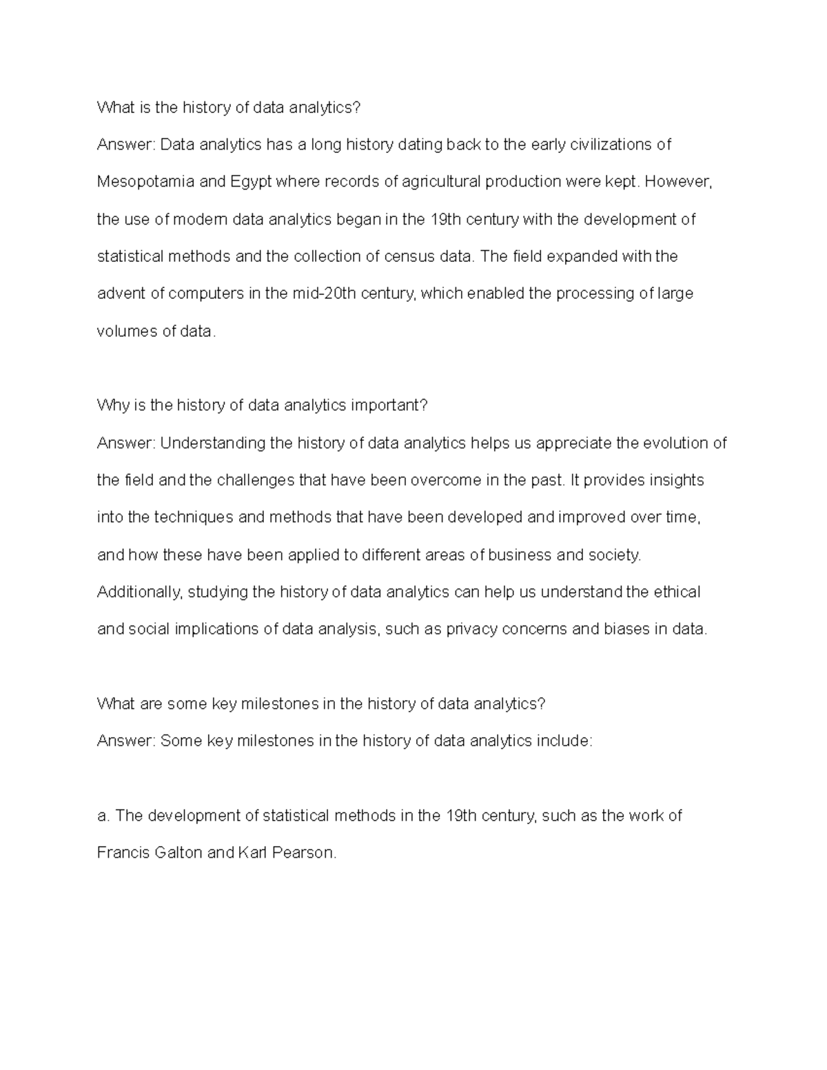 Data Analytics Lecture Notes History Of Data Analytics What Is The 3362