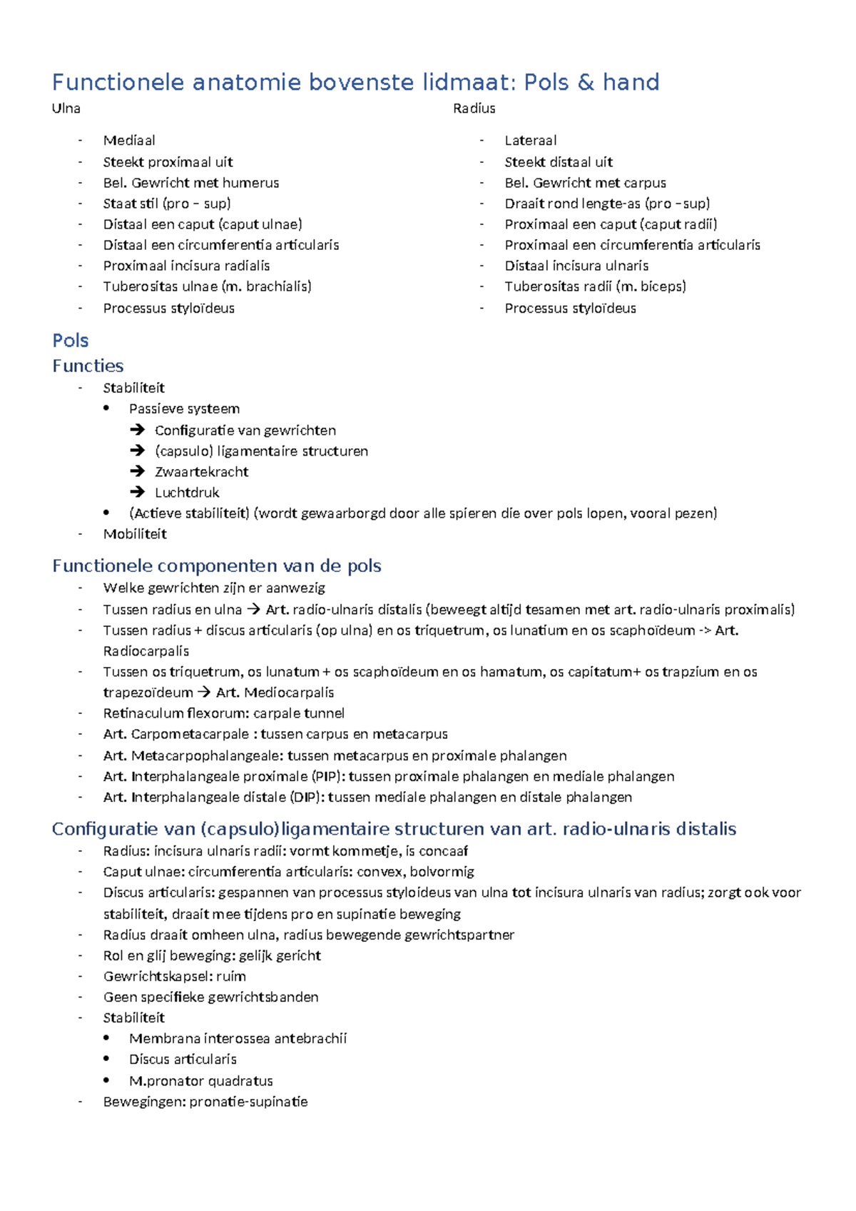functionele anatomie hand en pols - Functionele anatomie bovenste ...