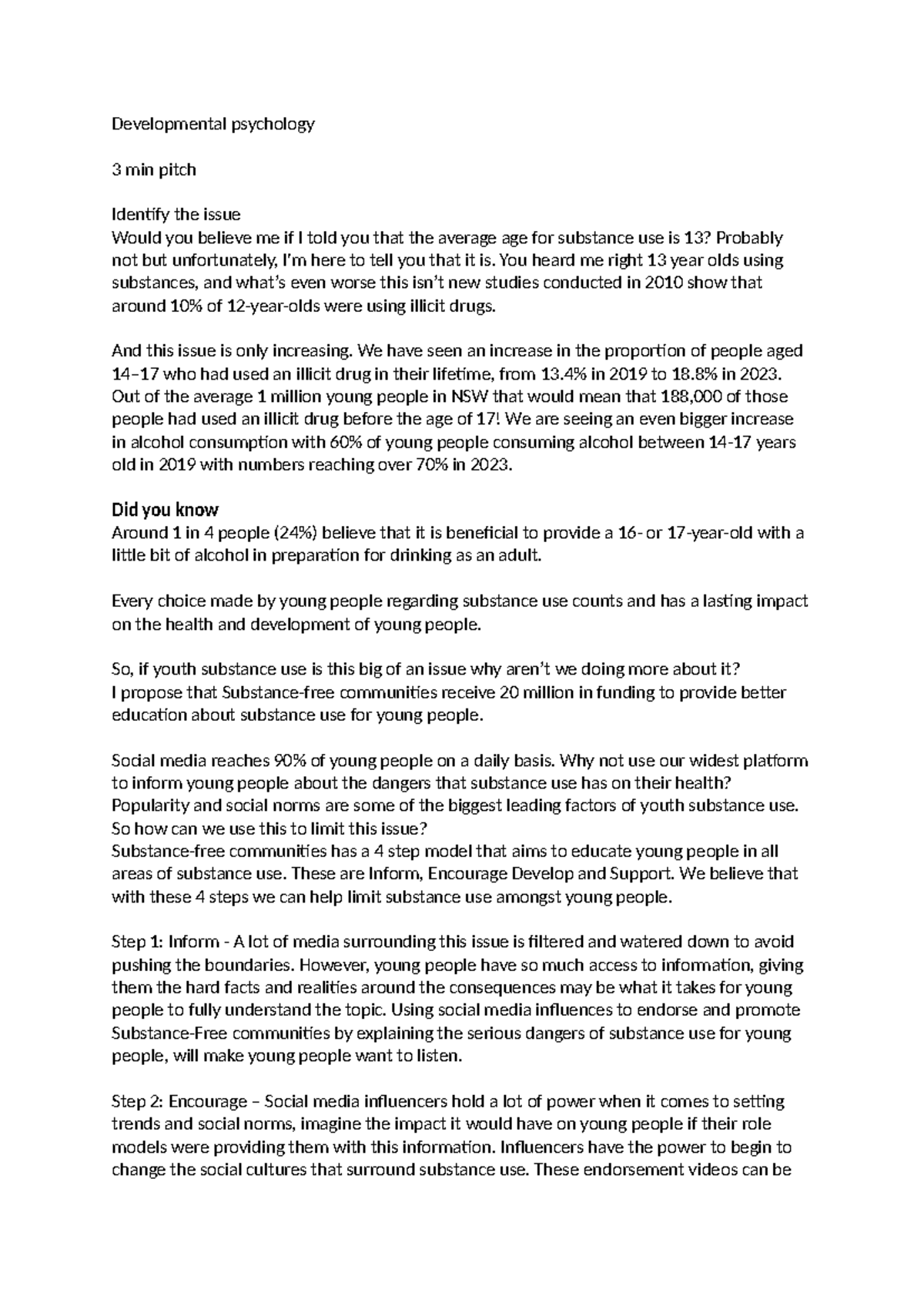 Developmental psychology 3 min pitch - Developmental psychology 3 min ...