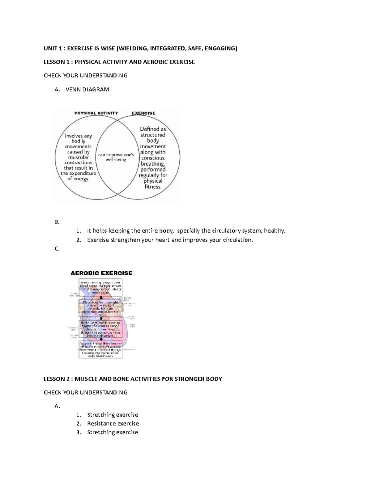 2nd Semester PE11 - just giving ideas - UNIT 1 : EXERCISE IS WISE ...
