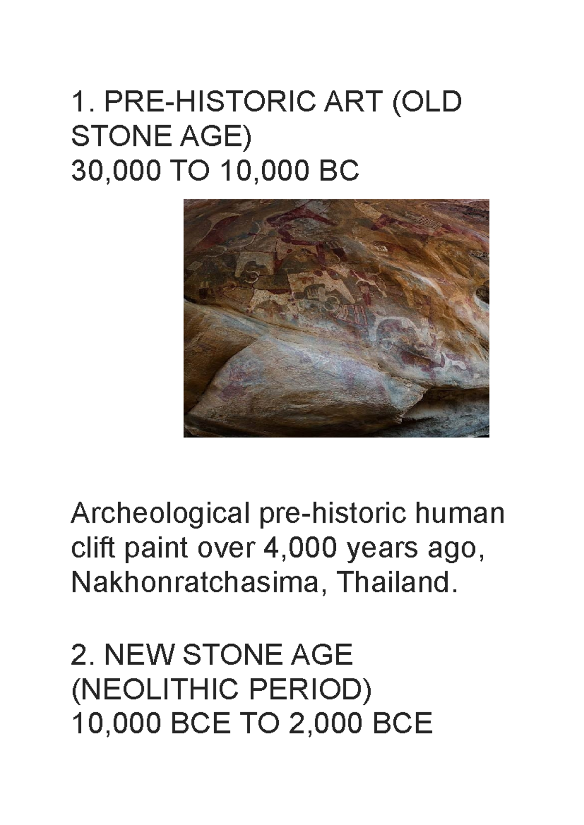 ART History Timeline - 1. PRE-HISTORIC ART (OLD STONE AGE) 30,000 TO ...