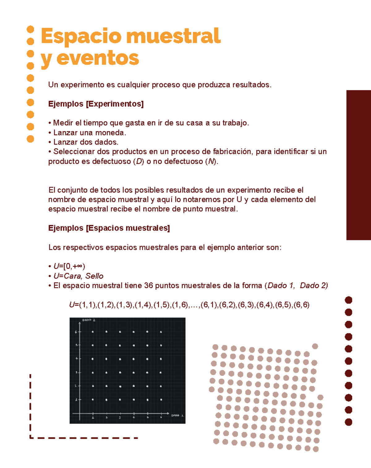 Espacio Muestral Y Eventos - Espacio muestral y eventos Un experimento es cualquier proceso que ...