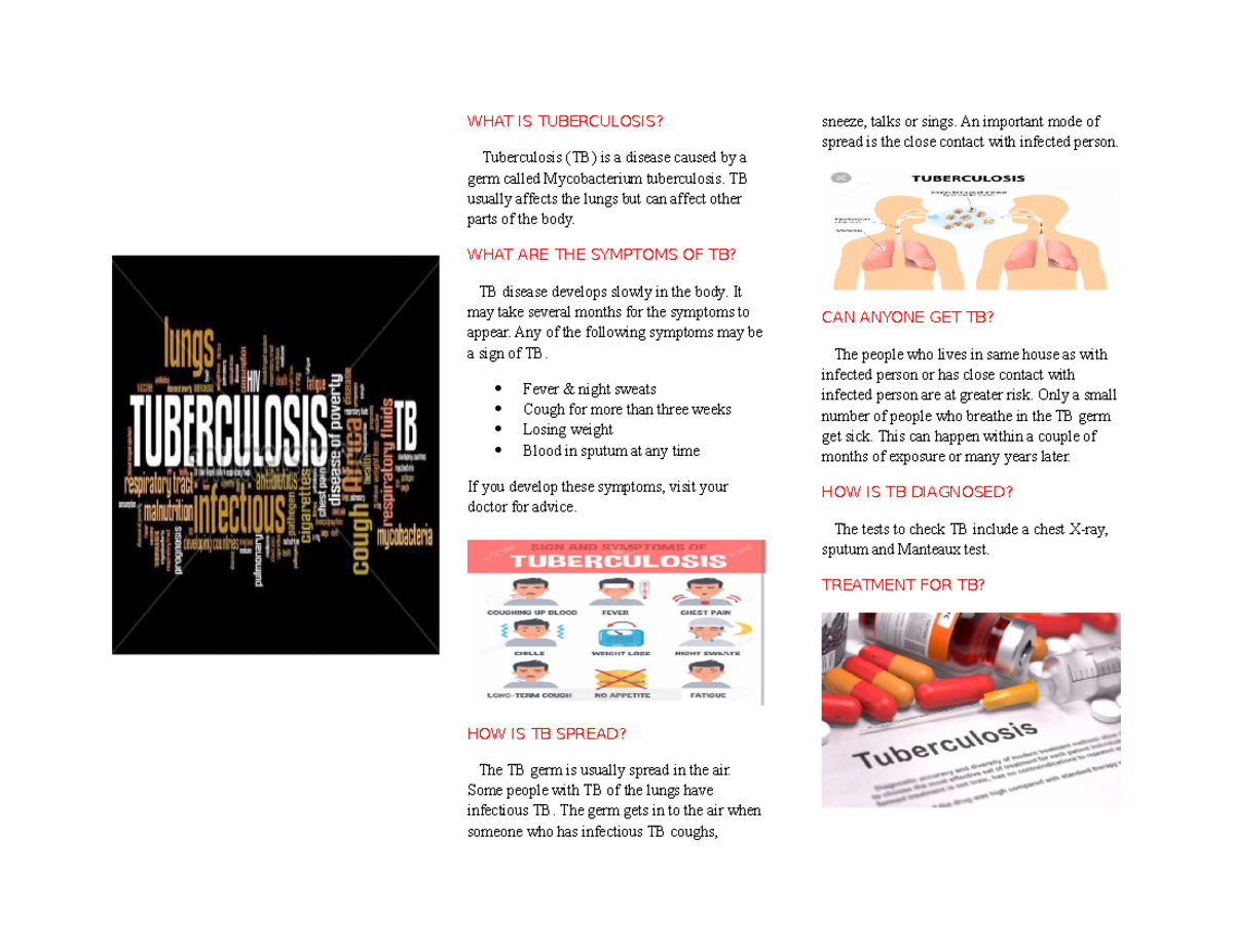 Tuberculosis- Leaflet practical - Pharmacy - KUHS - Studocu
