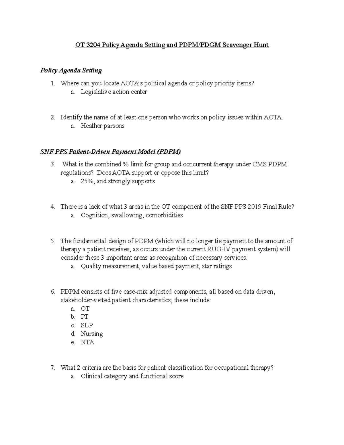 Lecture Activity 1 - Policy - OT 3204 Policy Agenda Setting and PDPM ...