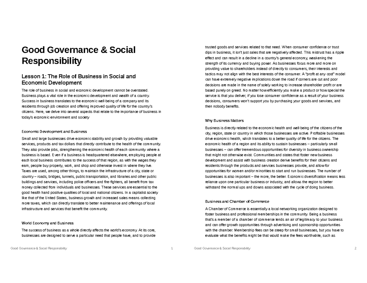 Lesson 1-5 - nadjahdjadjajdga - Good Governance & Social Responsibility ...