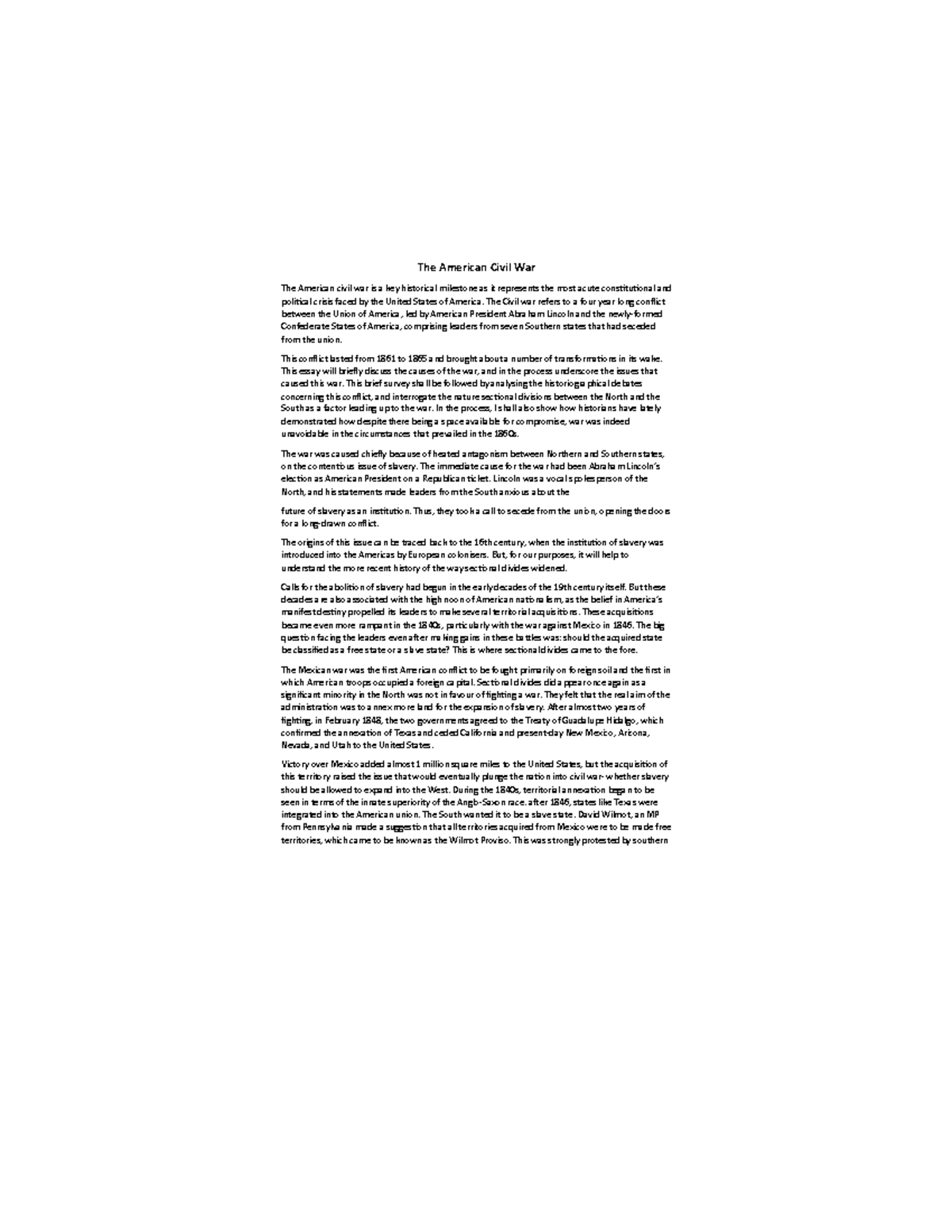 American Civil War - The American Civil War The American civil war is a ...