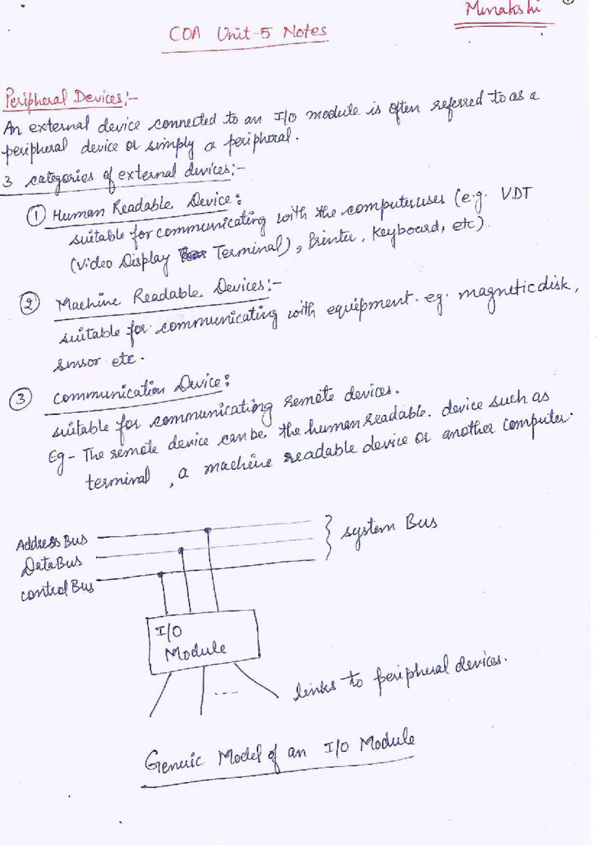 COA UNIT-5 Notes - Minakshi COA Unit 5 Notes An external device ...