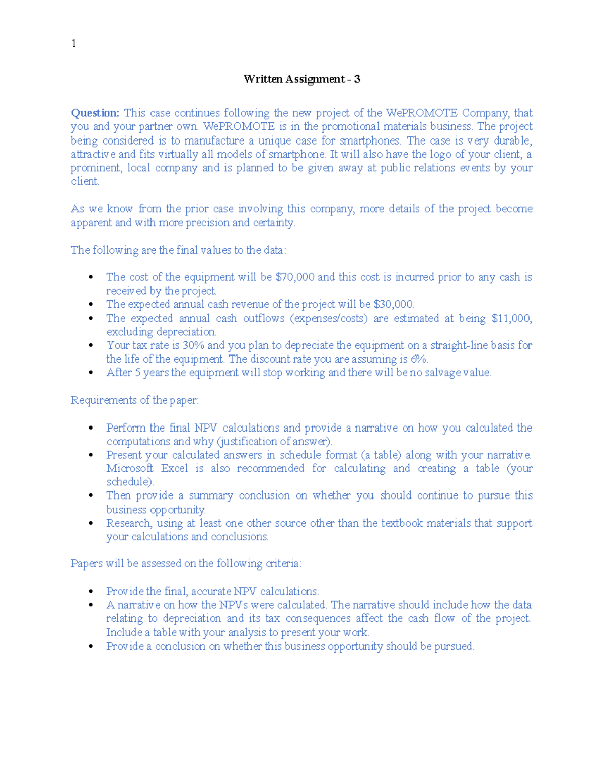 Written Assignment -3, FM - Written Assignment - 3 Question: This case ...