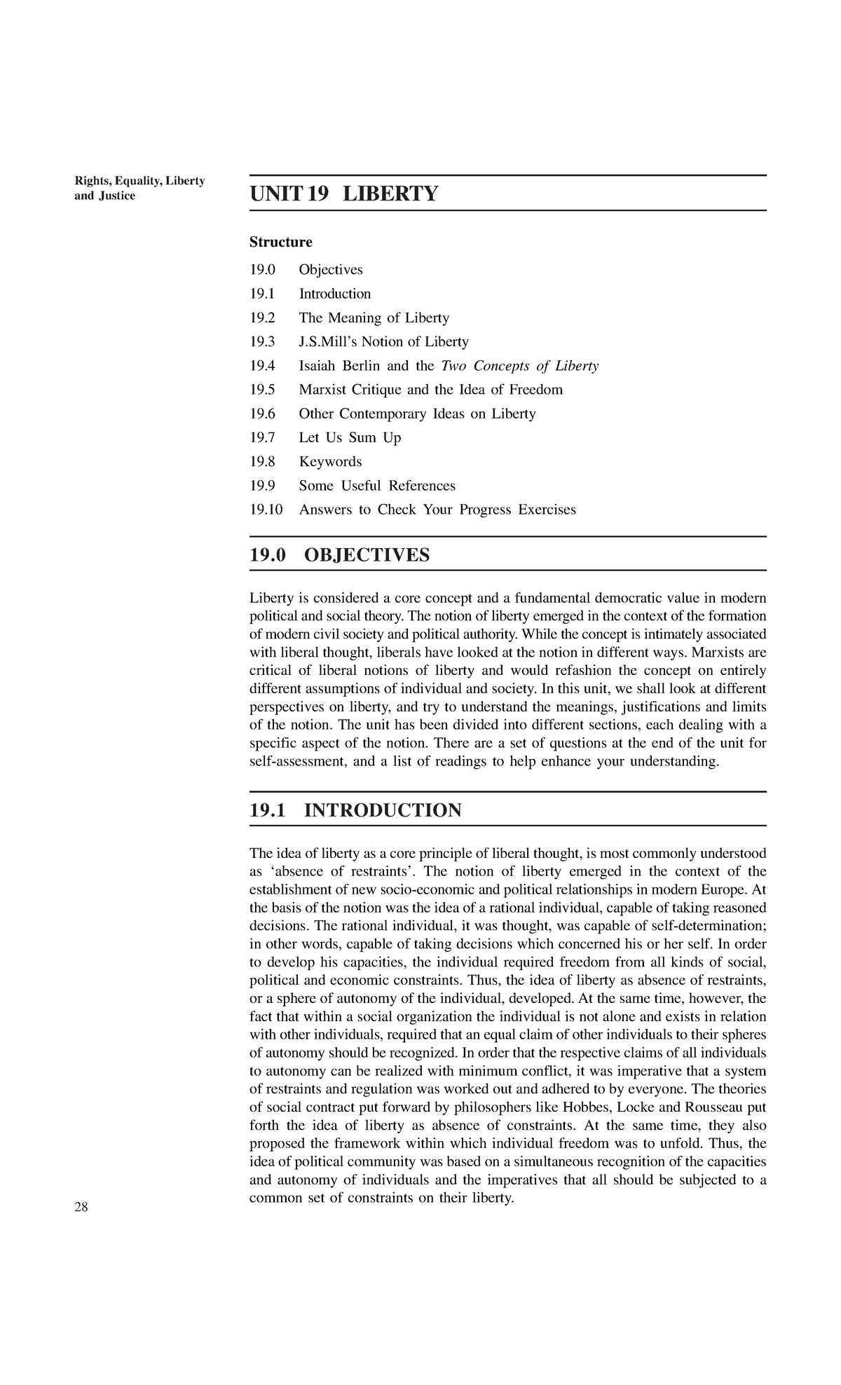 Liberty - political Theory - Rights, Equality, Liberty and Justice UNIT ...