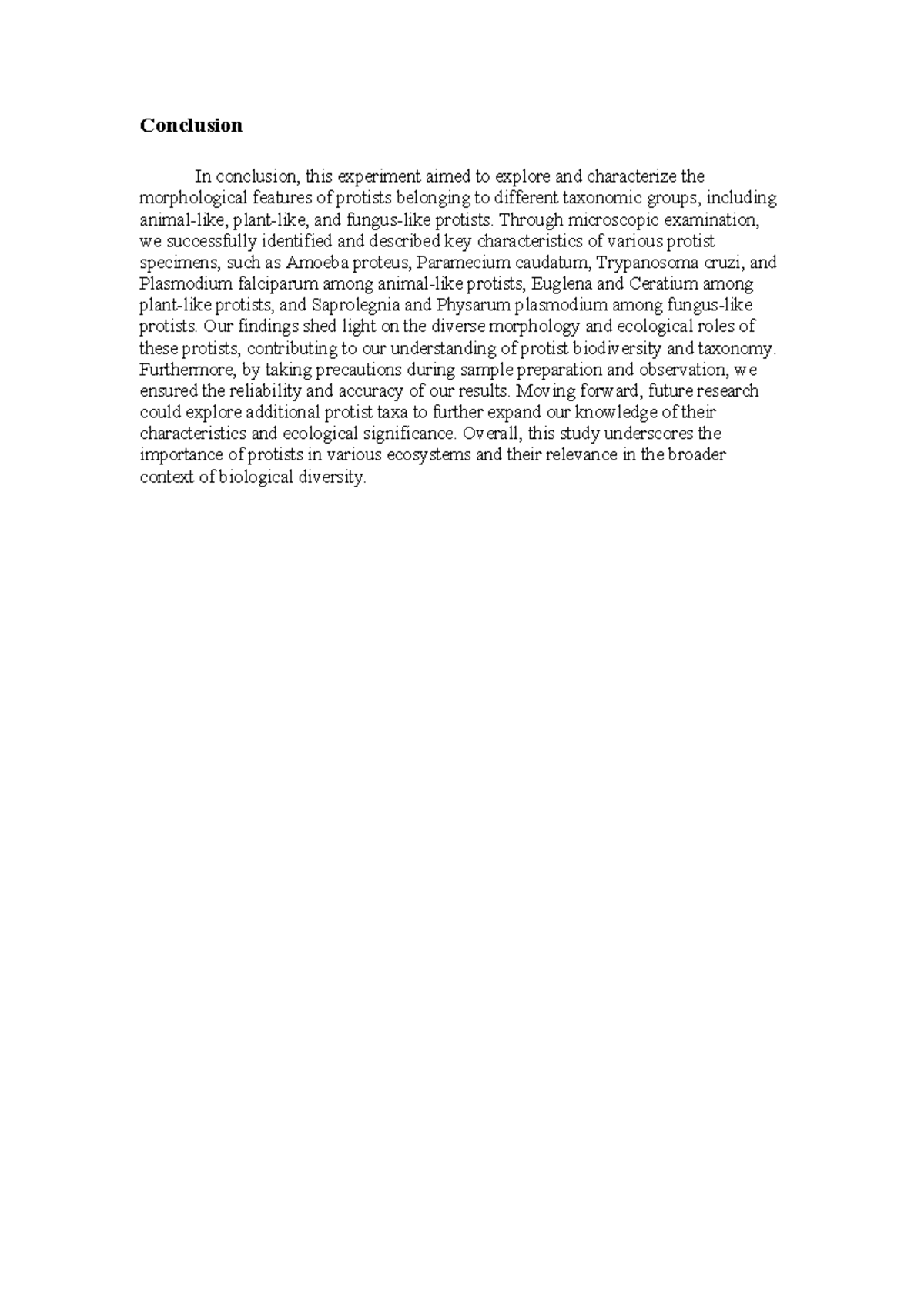 Conclusion practical 2 - Conclusion In conclusion, this experiment ...