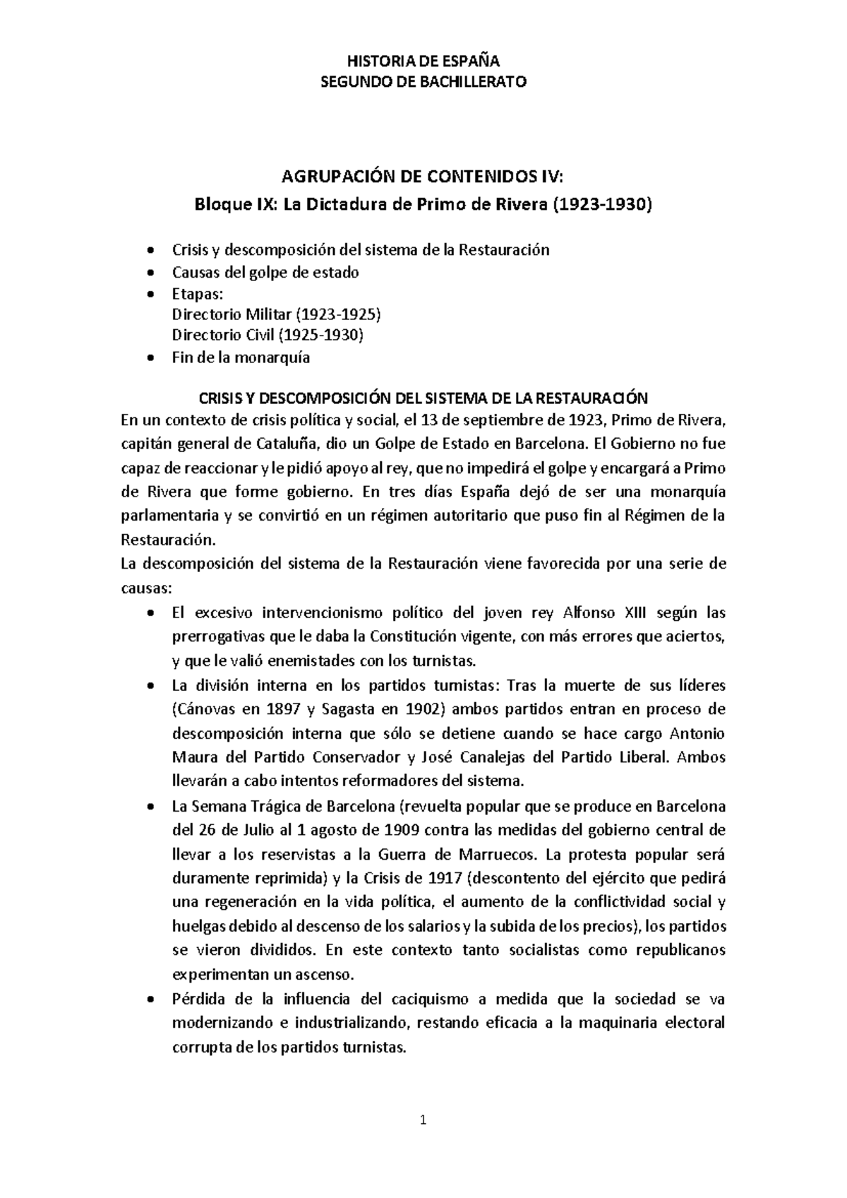 Contenidos IV Bloque 9 - Gffgf - HISTORIA DE ESPAÑA SEGUNDO DE ...