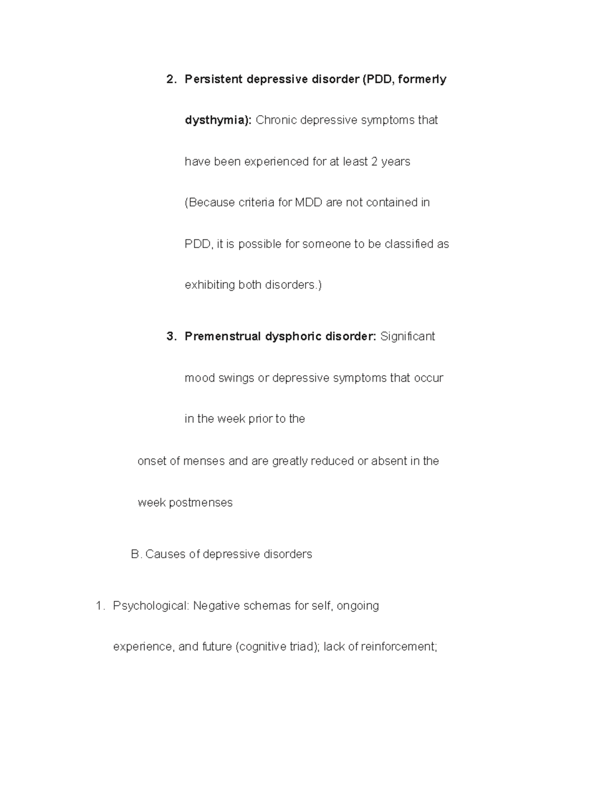 Persistent depressive disorder - ) Premenstrual dysphoric disorder ...
