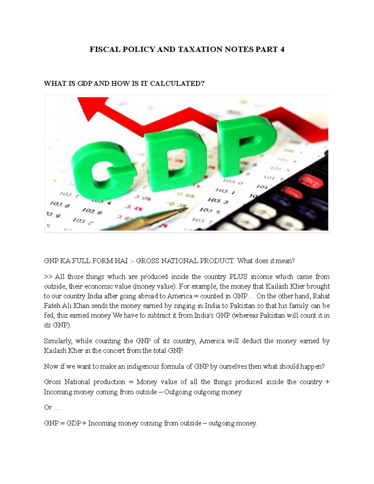 Fiscal Policy AND Taxation Notes PART 4 - FISCAL POLICY AND TAXATION ...