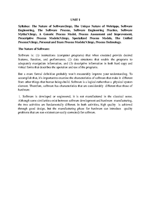 Software engineering Notes UNIT I to UNIT 5 - UNIT I Syllabus: The ...