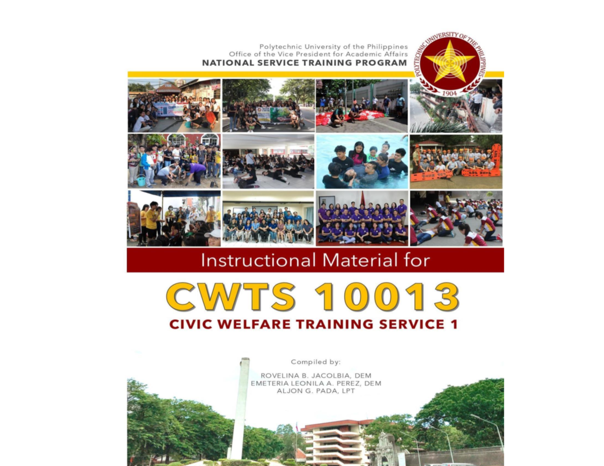 Civil Welfare Training Services 1 Module - Bachelor of Elementary ...