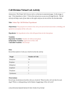 Virtual plants lab report - Plant Structure and Funcon Lab Title: Plant ...